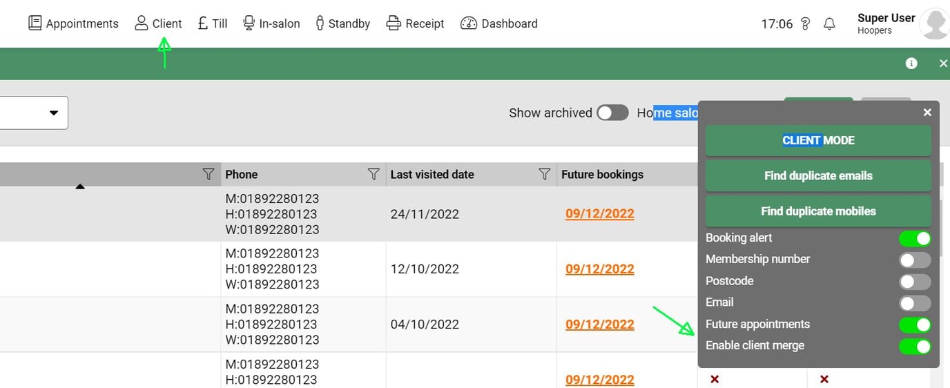 Merge Clients on SalonIQ