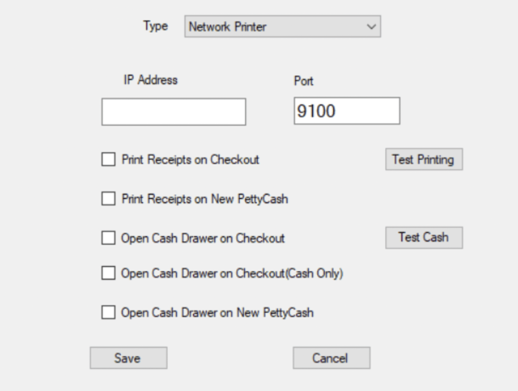 Receipt Printer Settings For Windows App