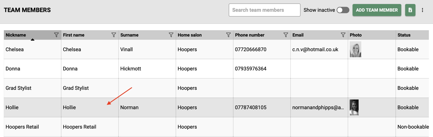 How to update Team Member Prices
