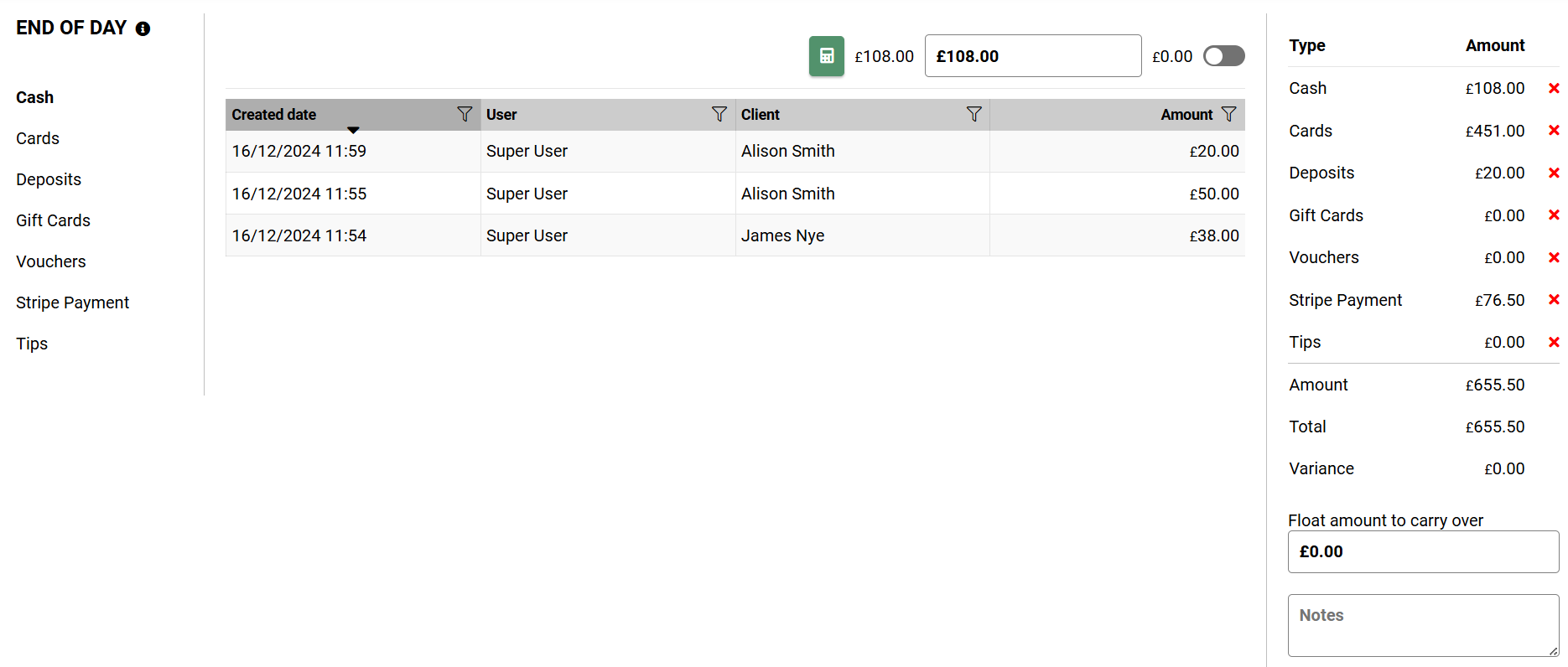 How to complete End Of Day cash up