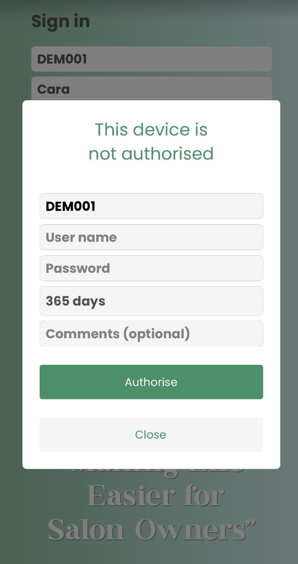 Authorise a Device