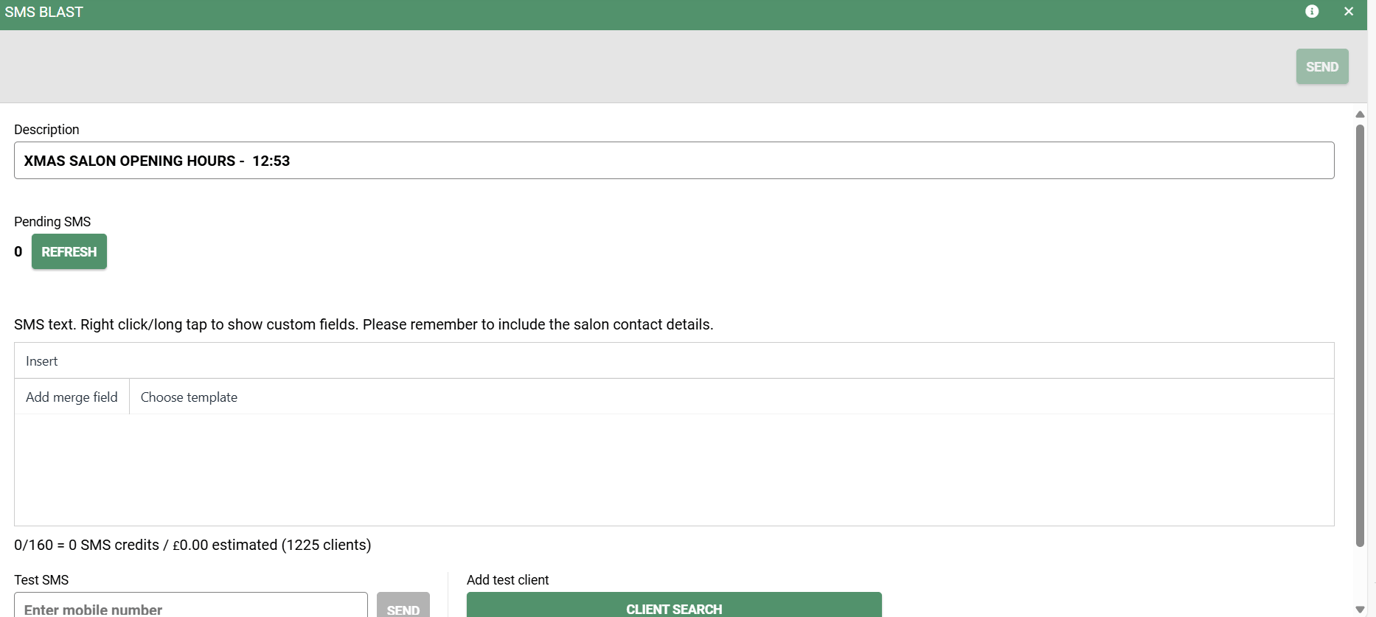 How to create and send a SMS Blast to your clients