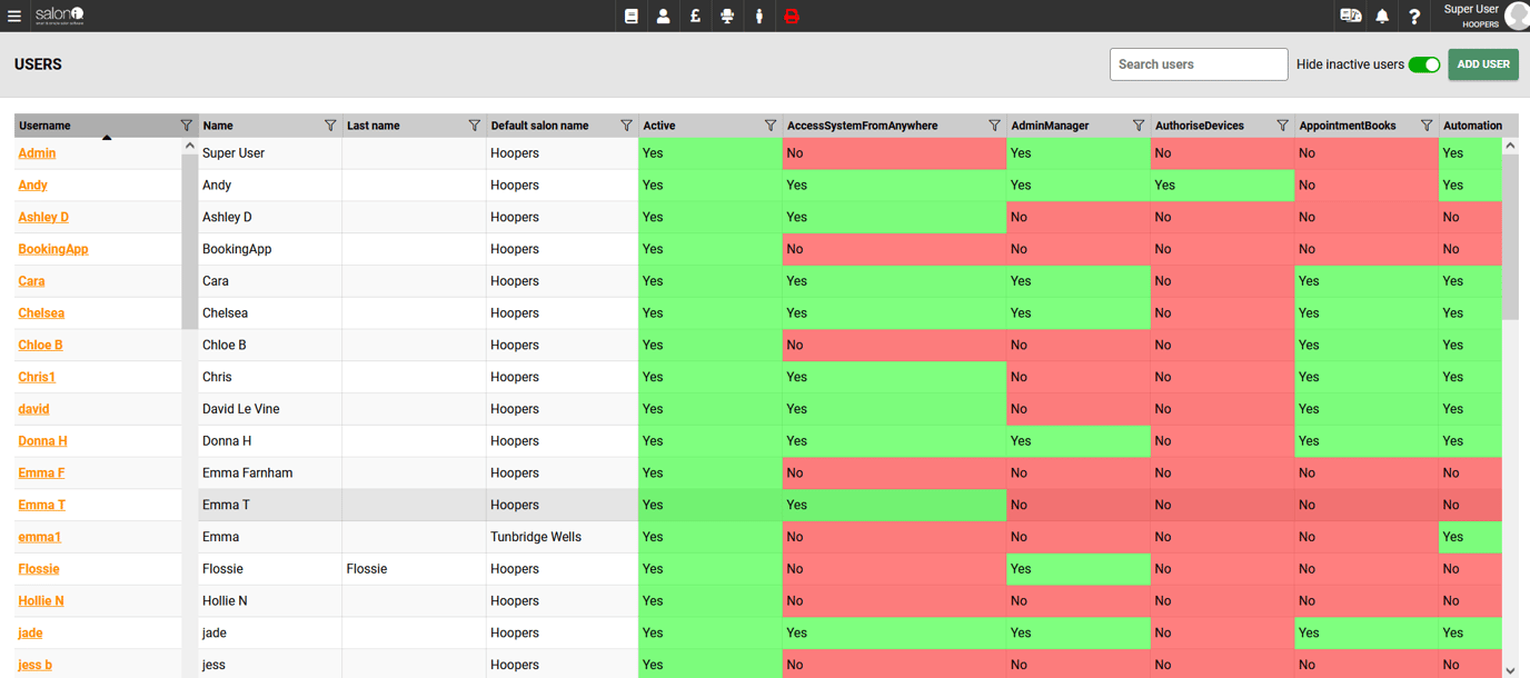 How to add or amend users on SalonIQ